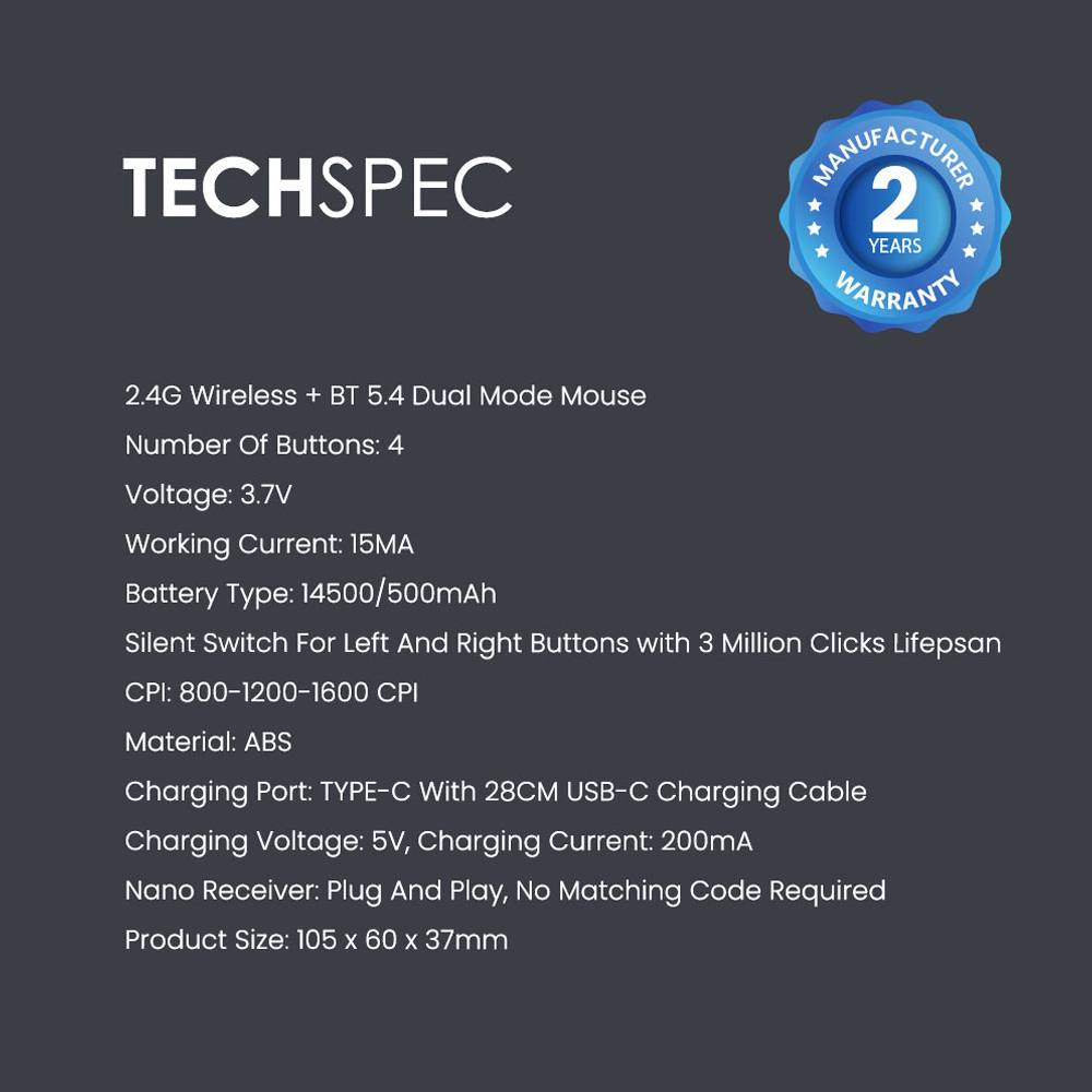 Alcatroz AirMouse Duo 6R BT5.4 Wireless Mouse 1600 CPI